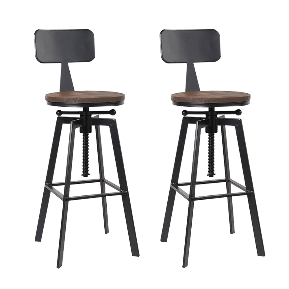 Artiss Set of 2 Rustic Industrial Style Metal Bar Stool Black and Wo Decor Trends