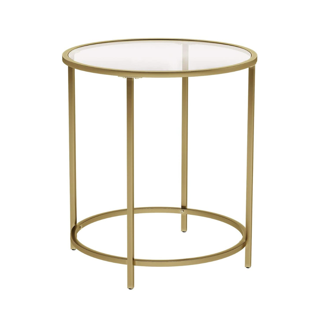 Gold Round Side Table with Golden Metal Frame Robust and Stable – Decor ...