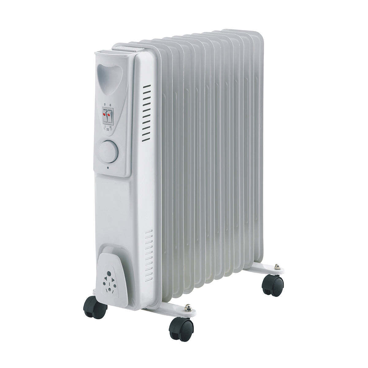 11-Fin Oil Column Heater 2400W w/ 3 Heat Settings & Wheels – Decor Trends