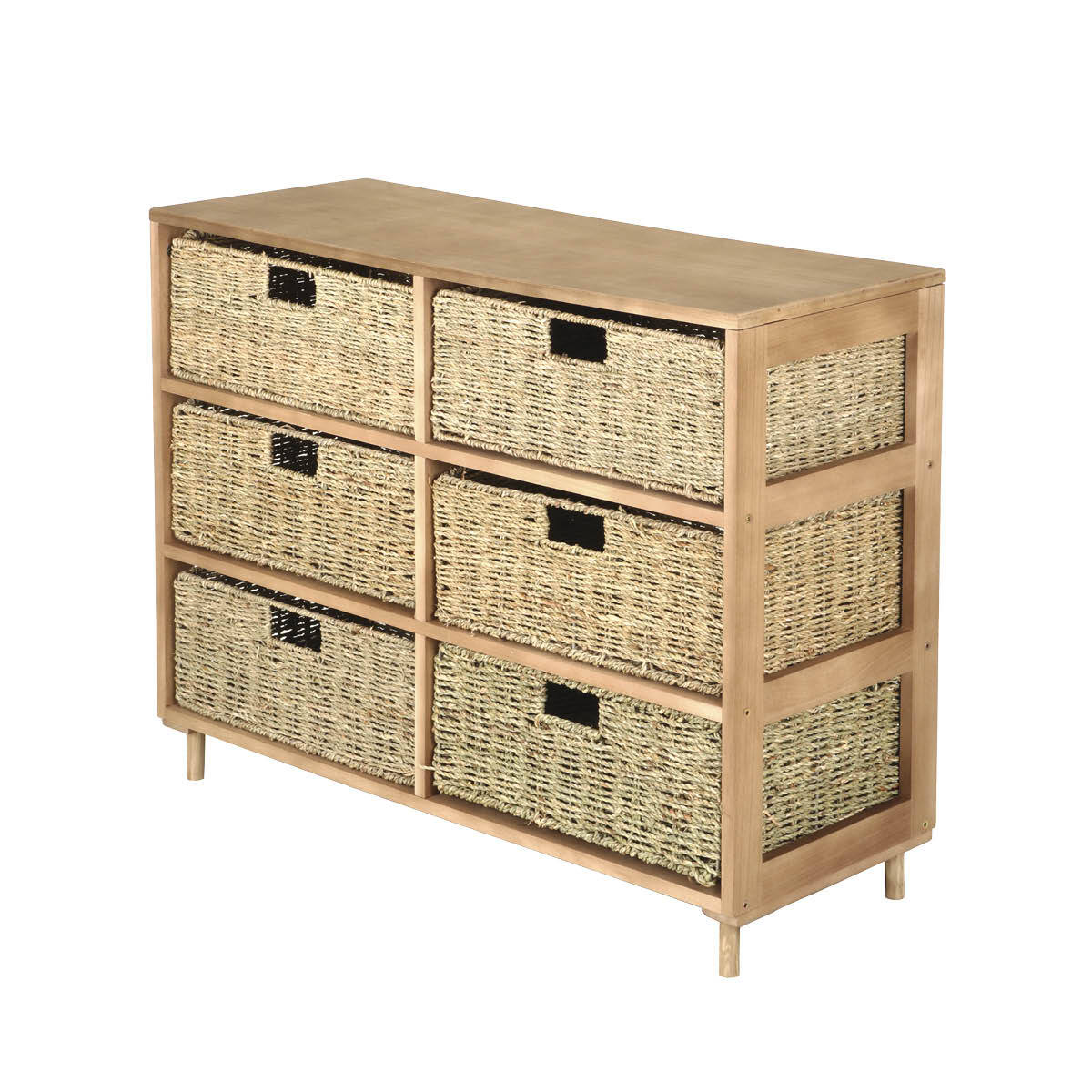 Home Master 6 Drawer Natural Seagrass Wooden Storage Chest Stylish 66c ...