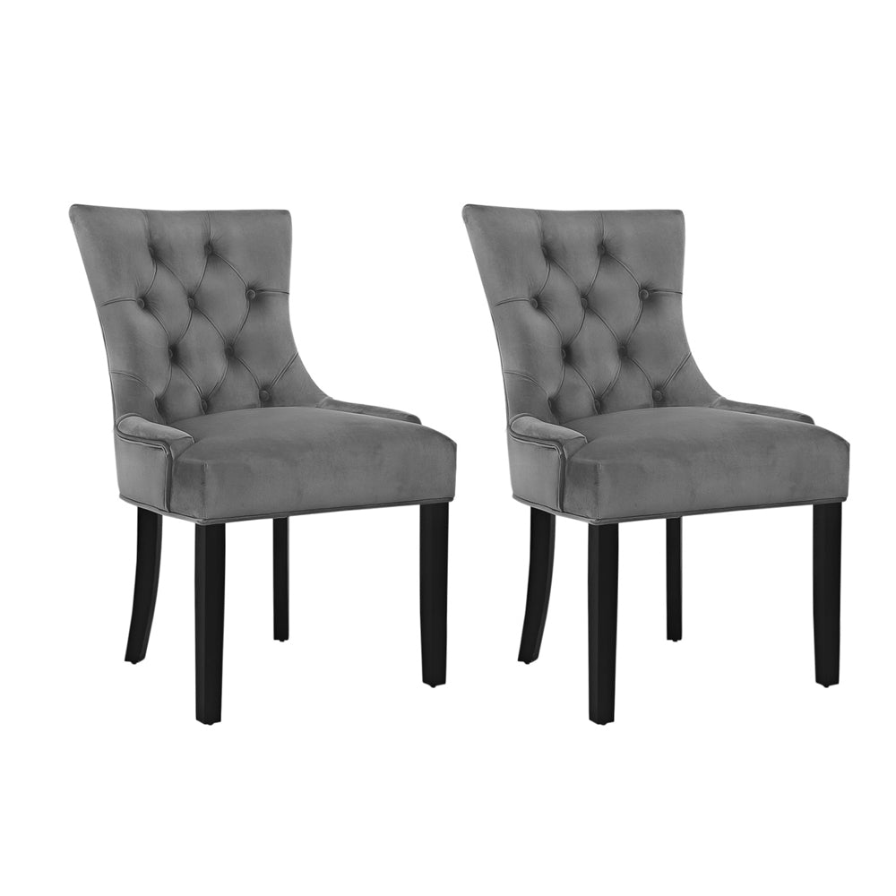 Artiss Set of 2 Dining Chairs French Provincial Retro Chair Wooden Vel ...