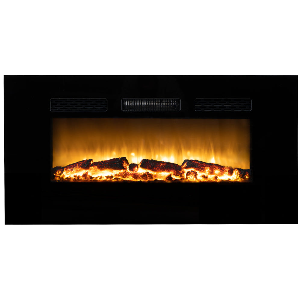 CARSON 100cm Electric Fireplace Heater Wall Mounted 1800W Stove with L ...