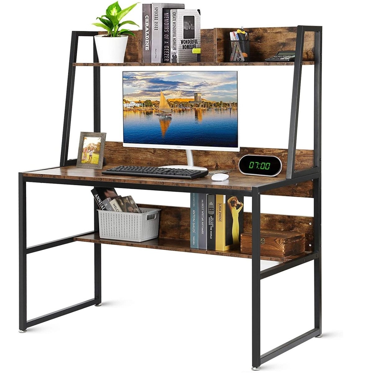 Computer Table Desk Book Storage Student Study Home Office Workstation ...