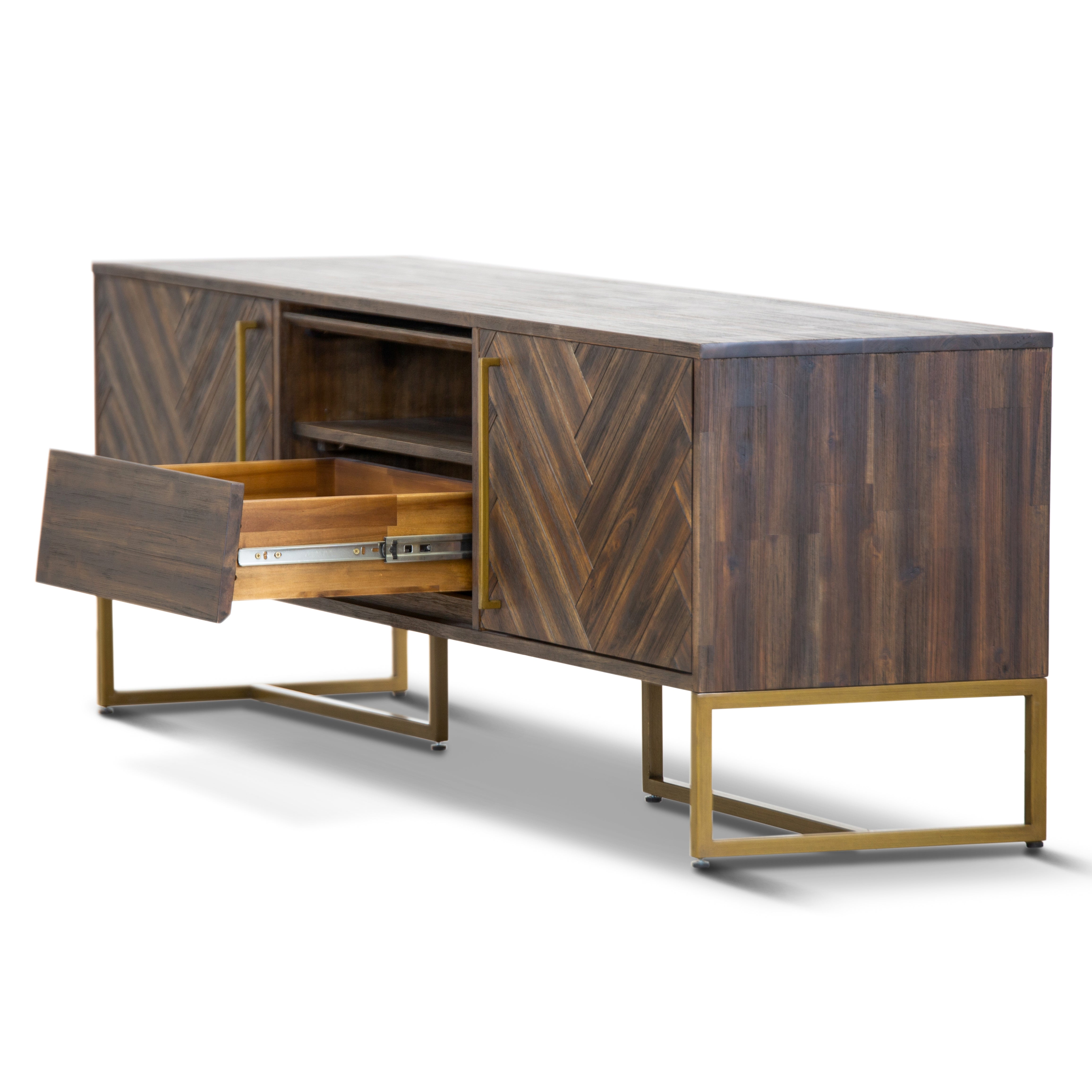 Tuberose ETU Entertainment TV Unit 180cm 2 Door Solid Acacia Timber ...