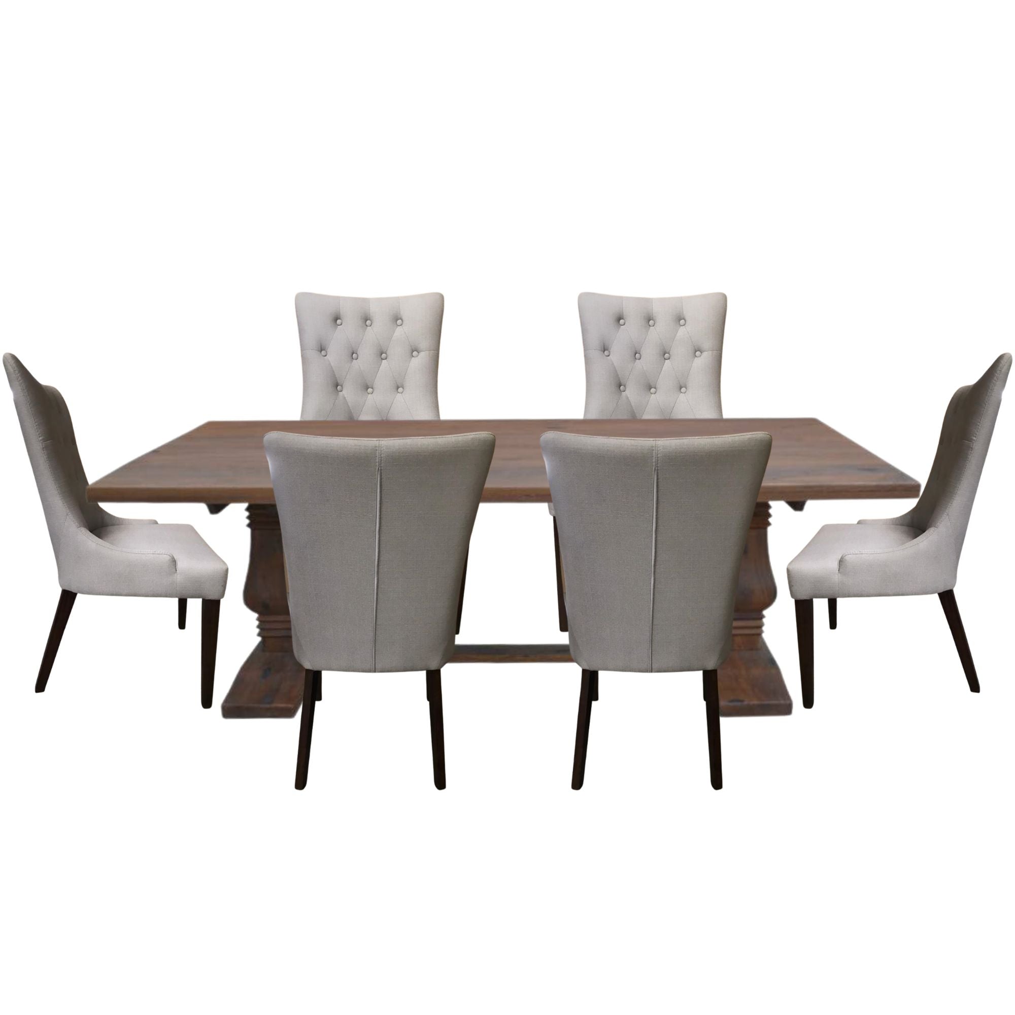 Florence 7pc Dining Table Set 180cm with 6 Fabric Chair French Provinc ...