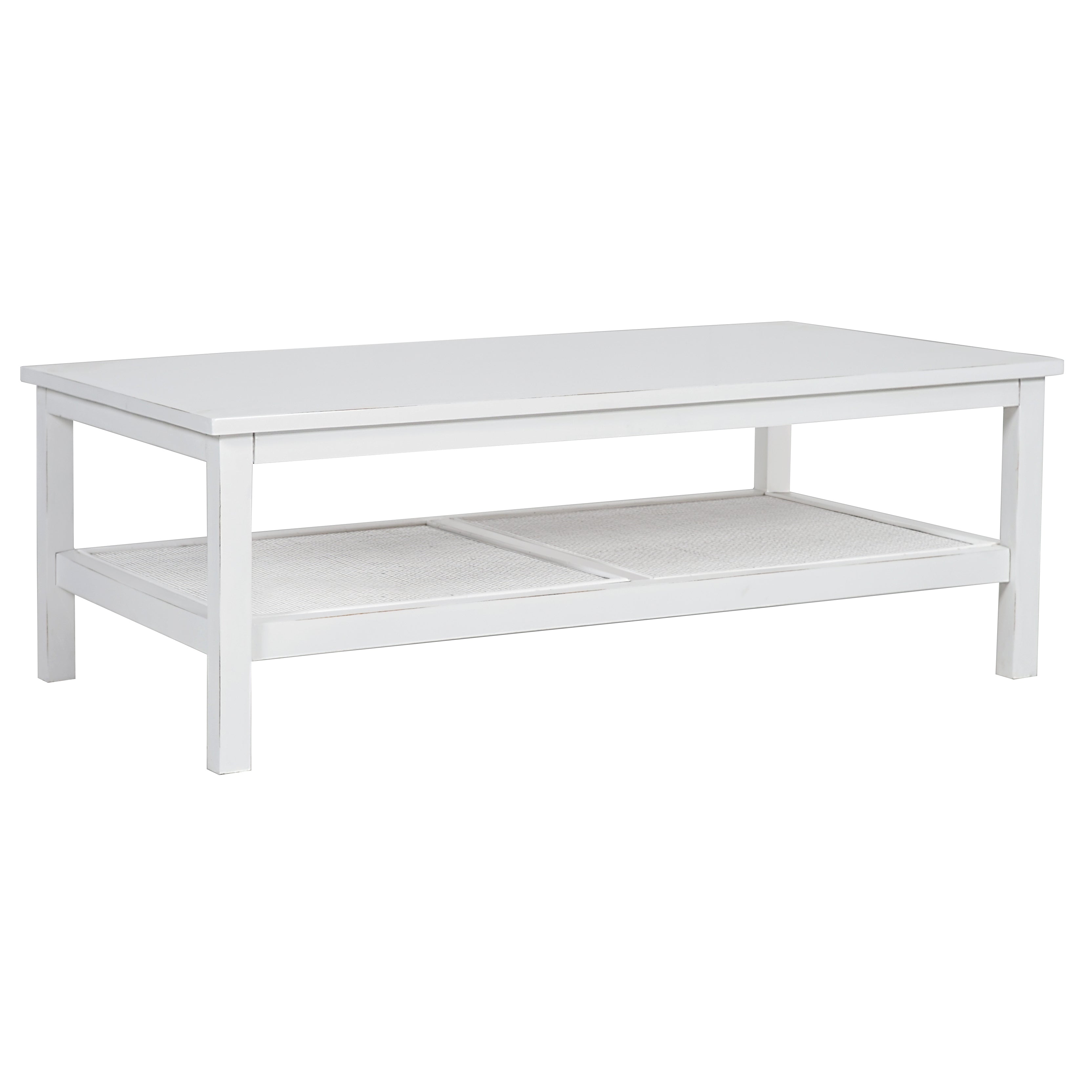 Jasmine Coffee Table 110cm Mindi Timber Wood Rattan Weave - White ...