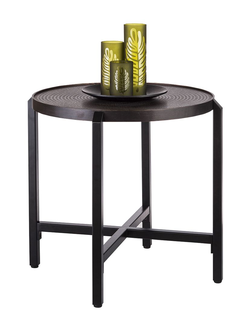 Small Round Iron Black Side Table with Copper Finish Top – Decor Trends