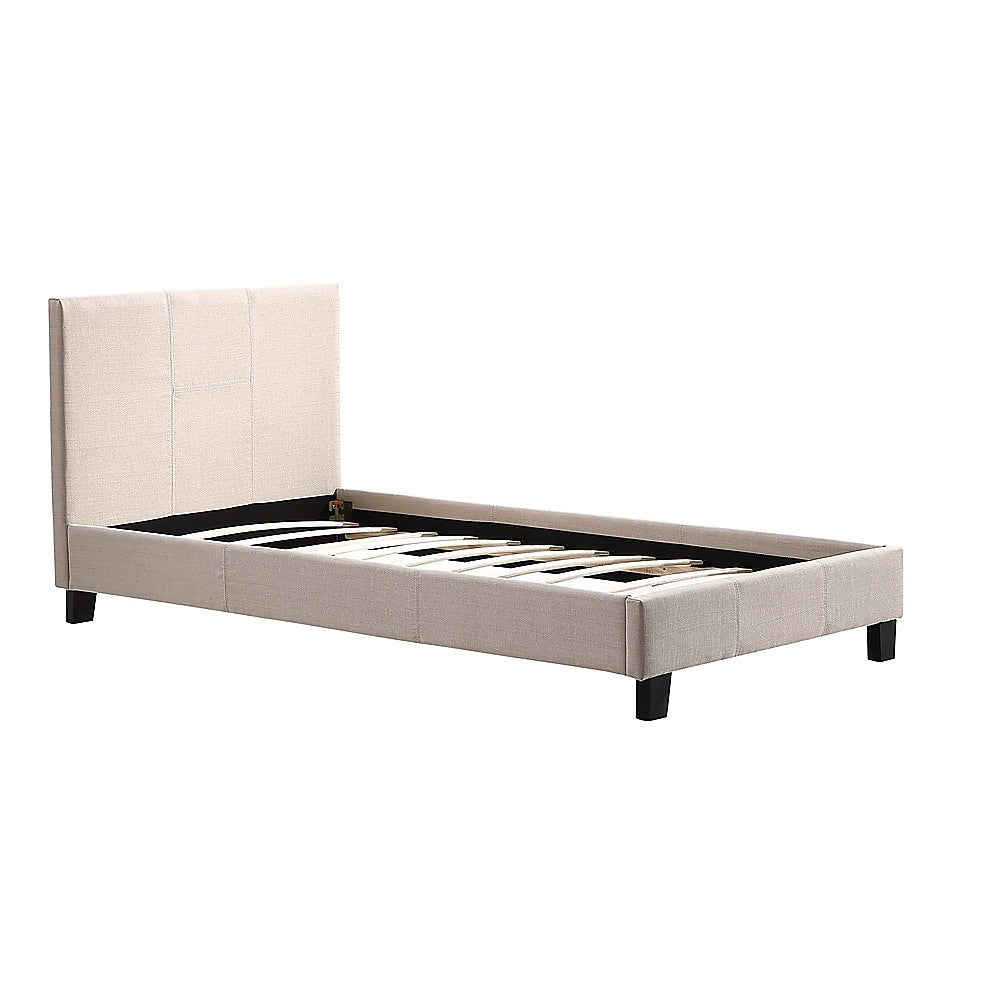 Single Linen Fabric Bed Frame Beige – Decor Trends